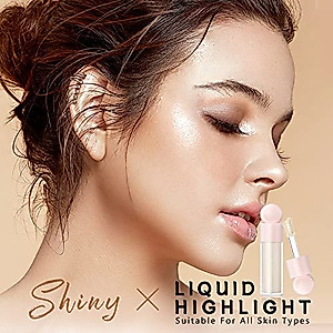 HOSAILY Liquid Highlighter, Natural Brighten Shimmer Light Liquid Luminizer, Silky Smooth Long-lasting Glowing Soft Cream Highlighter for Face Cheekbone Body Glitter Illuminator Makeup (Moonlight)