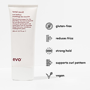 EVO Total Recoil Curl Definer - Strong Hold Defining Moisturizing Cream - Enhances Natural Curl Pattern & Reduces Frizz - Humidity Control l - 200ml / 6.7fl.oz