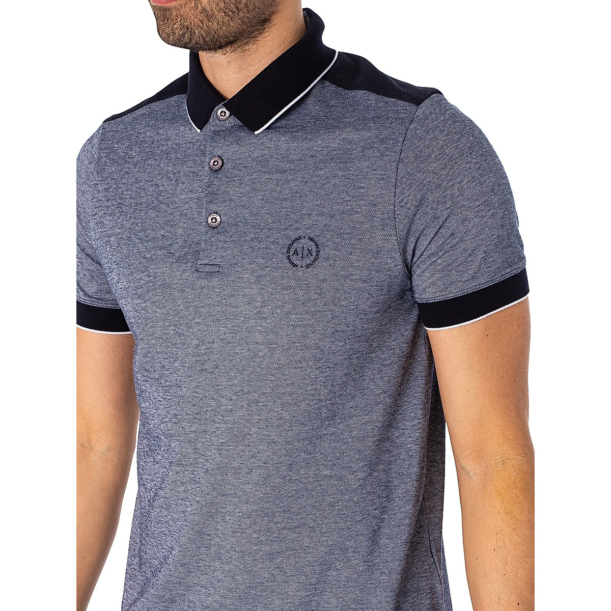 A|X ARMANI EXCHANGE mens With Stripes Polo Shirt, Navy, Medium US