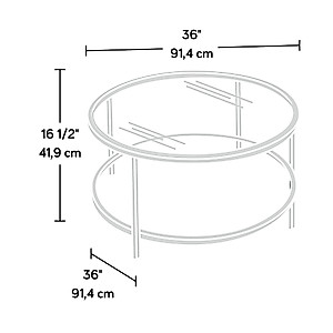 Sauder 417830 Int Lux Coffee Table Round, Glass / Gold Finish