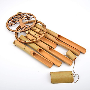 XINRUI Bamboo Wind Chimes, Tree of Life Wooden Wind Chime Kit Natural Decor Music Soothing Wind Bell Hanger Wind Chime Tubes Clearance Gifts for Garden, Outdoor, Outside, Patio and Home(34.5 inches)