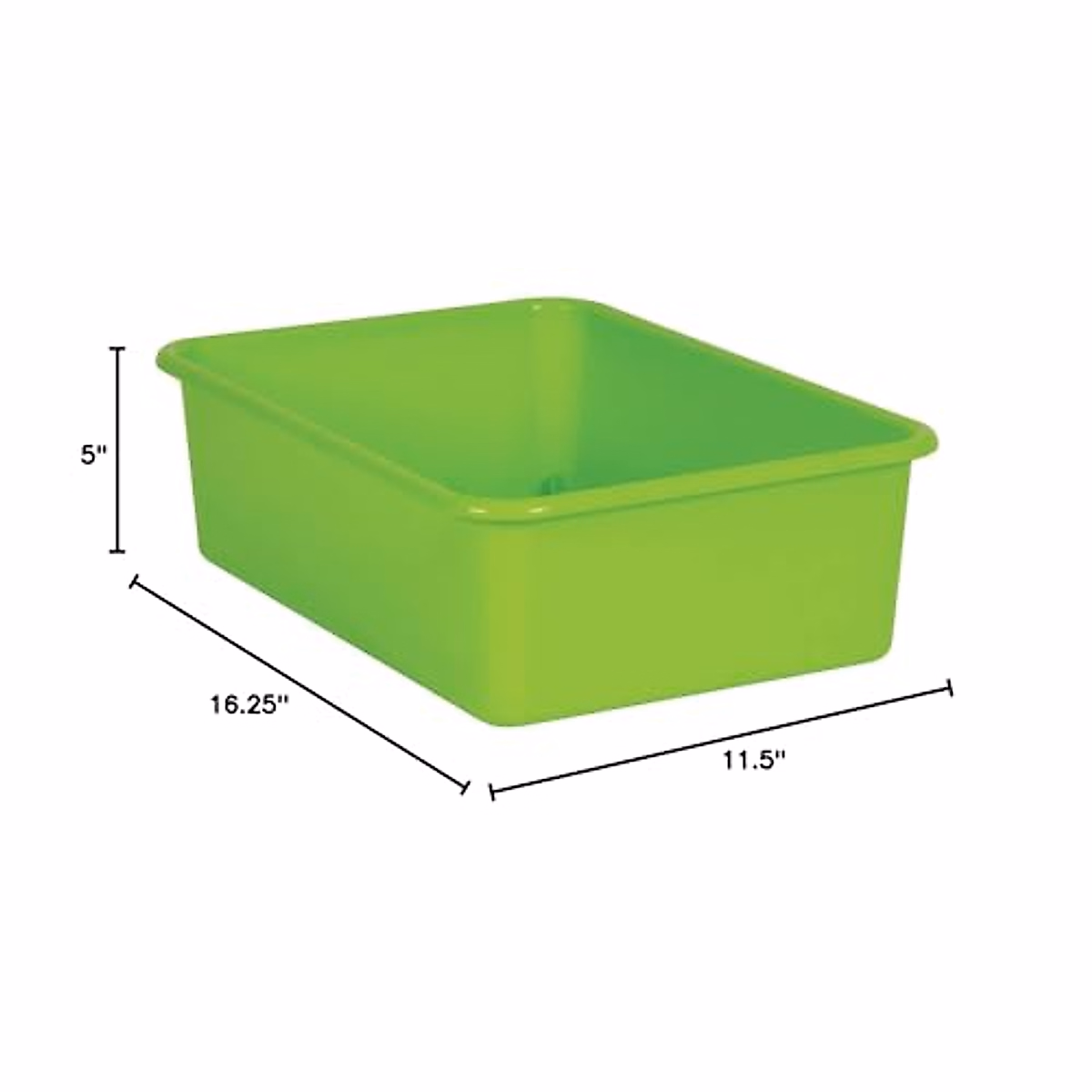 Teacher Created Resources TCR20409-3 Plastic Storage Bin, Large, 16.25-Inch x 11.5-Inch x 5-Inch, Lime, Pack of 3