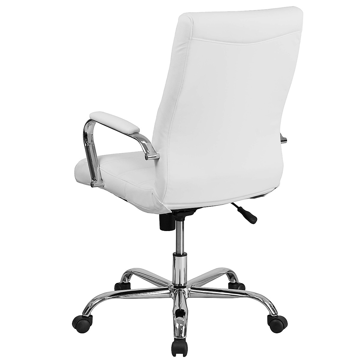 EMMA + OLIVER High Back White LeatherSoft Executive Swivel Office Chair with Chrome Frame/Arms