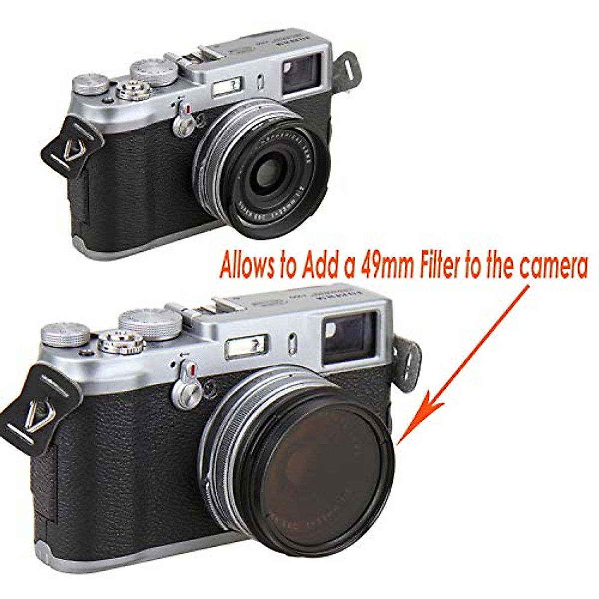 JJC LH-JX100 BLACK Metal Lens Hood/ 49mm Filter Adapter Ring for Fujifilm X70 X100 X100S X100T X100F X100V, Fuji X100S, Fuji X100F, Fuji X100V Lense Hood Shade, Fujifilm LH-X100 Lens Hood Replacement