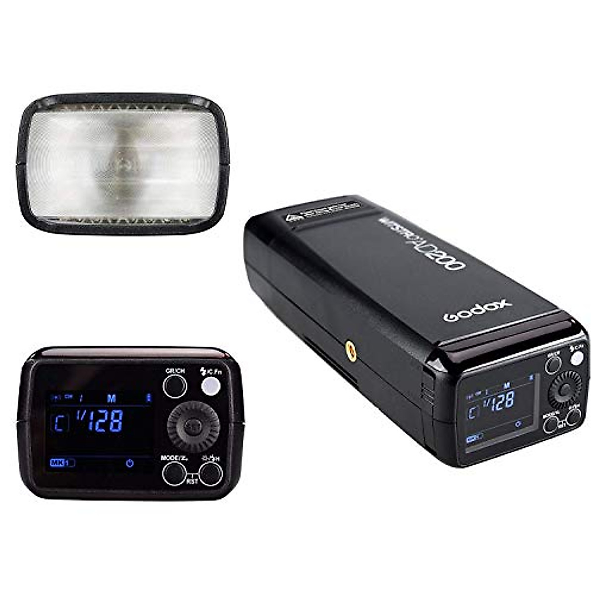 Godox AD200 200Ws 2.4G TTL Flash Strobe 1/8000 HSS Cordless Monolight with 2900mAh Lithimu Battery and Bare Bulb/Speedlite Fresnel Flash Head to Cover 500 Full Power Shots and Recycle in 0.01-2.1 Sec
