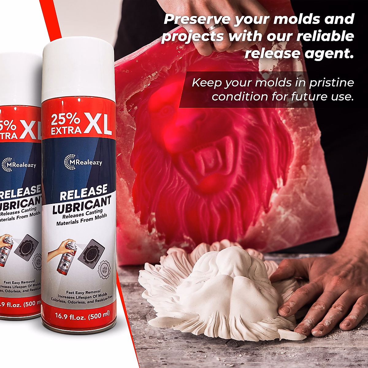 Silicone Mold Release Spray (1x16.9 floz/500ml) - Resin & Epoxy Release Agent for Smooth Mold Removal with Ease, Universal Use on Almost All Molds