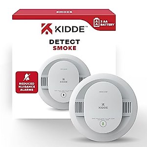 Kidde Smoke Detector, AA Battery Powered, LED Warning Light Indicators