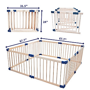 Baby Playpen Foldable Playpen for Babies and Toddlers Solid Wood Baby Gate Playpen Wooden Baby Play Pens Baby Fence Play Area