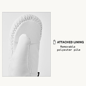 Hestra Winter Ski Gloves: Mens and Womens Leather Box Cold Weather Mittens, Off White, 7