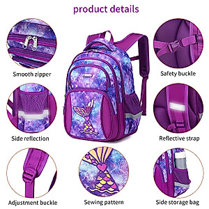 Kids Backpack for Girls Preschool Elementary Kindergarten Mermaid School Bag 15.6″ Multifunctional Cute Large Capacity