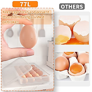 77L Deviled Egg Containers with Lid, (Set of 2), Plastic Egg Holder for Refrigerator for 48 Eggs, Clear Storage Deviled Egg Carrier Tray, Fridge Stackable Countertop Portable Egg Dispenser