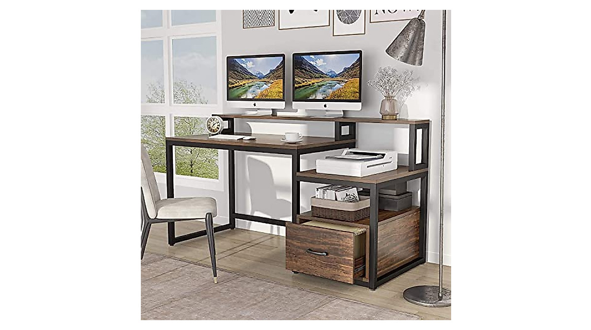 Tribesigns 60" Computer Desk with Storage for Small Spaces