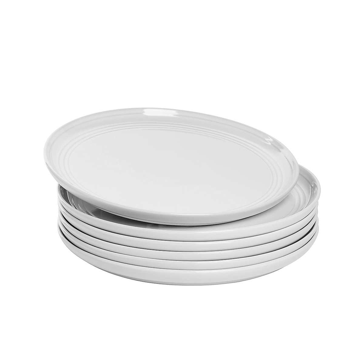 Double Line 10.5" Dinner Plate, Set of 6, White