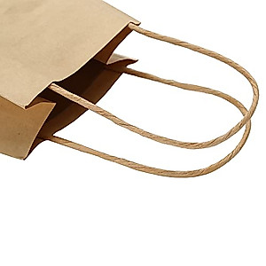 Ronvir 50pcs Brown Gift Bags 5.25x3.25x8 Inches Brown Paper Bags With Handles Small Brown Kraft Bags For Party Favor, Goodie, Candy, Halloween, Christmas, Thanksgiving