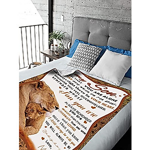 Yutrrpe to My Son Blanket from Mom Gifts for Son from Mom Personalized Throw Blankets Best Son Ever Gifts Birthday Graduation with Positive Encourage Fits Couch Sofa Bedroom Living Room