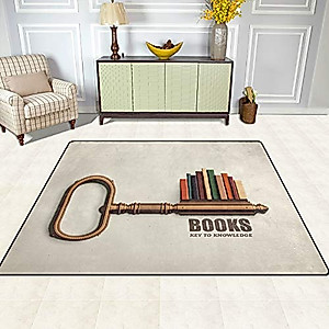ALAZA Vintage Educational Key with Books Area Rug Rugs for Living Room Bedroom 7' x 5'