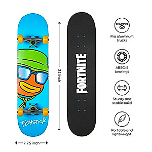 Fortnite 31" Skateboard - Cruiser Skateboard with Printed Graphic Grip Tape, ABEC-5 Bearings, Durable Deck & Smooth Wheels