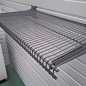 Baoz 2pcs Wall Shelf Kit Garage Storage Rack Heavy Duty Metal Carbon Steel Floating Shelf Mounted Ventilated Shelves for Slatwall(12x24in)