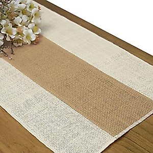 Letjolt Burlap Table Runner Farmhouse Table Runner Jute Table Runner Rustic Table Decor Jute Woven Fabric, Light Colour Edge 12x48 Inches
