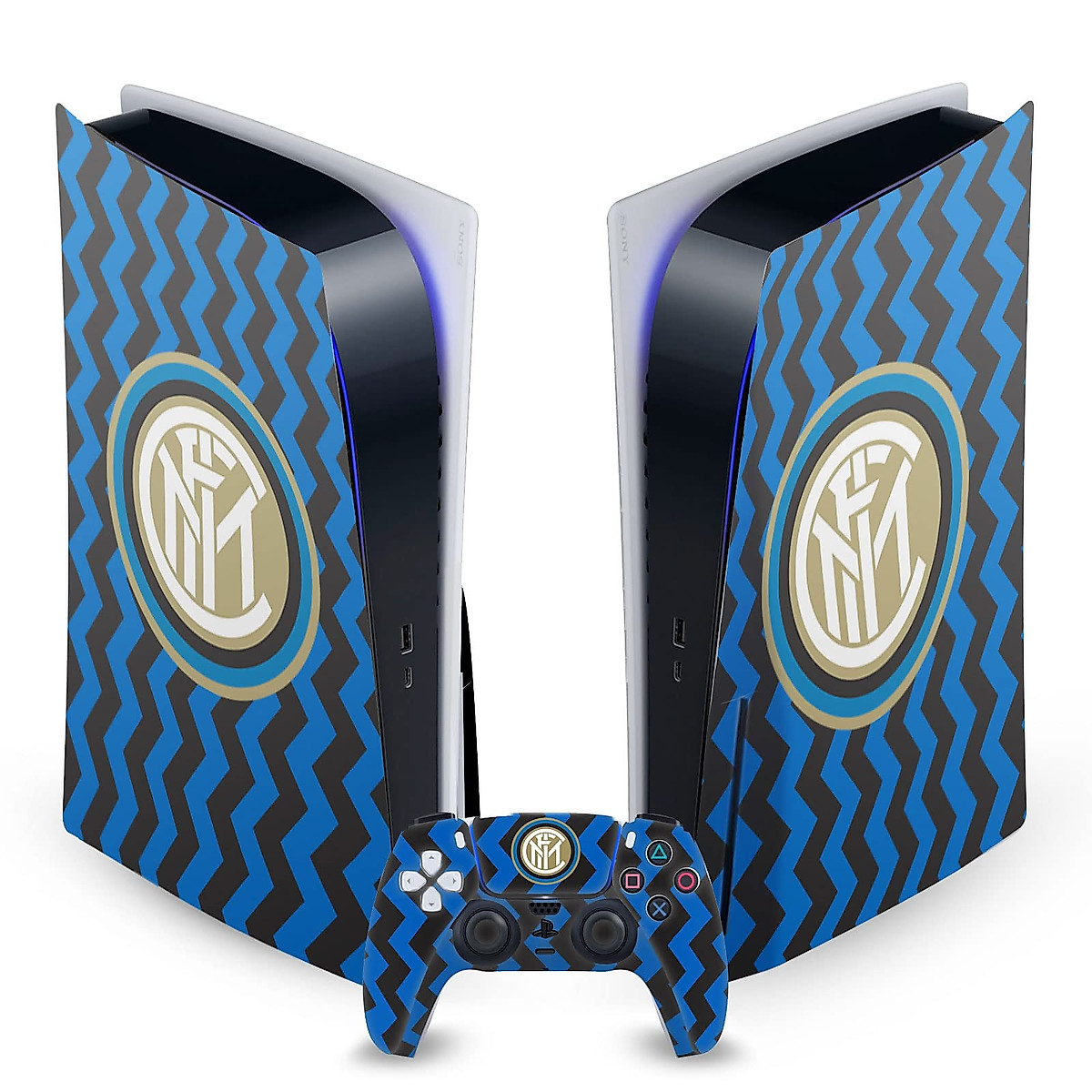 Head Case Designs Officially Licensed Inter Milan Home 2020/21 Crest Kit Vinyl Faceplate Sticker Gaming Skin Decal Compatible With Sony PlayStation 5 PS5 Disc Edition Console & DualSense Controller