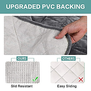 Turquoize Recliner Couch Cover Velvet Loveseat Recliner Cover Recliner Couch Covers for 2 Cushion Couch Recliner Cover Slip Resistant Recliner Protector with Straps Seat Width Up to 54" (54",Gray)