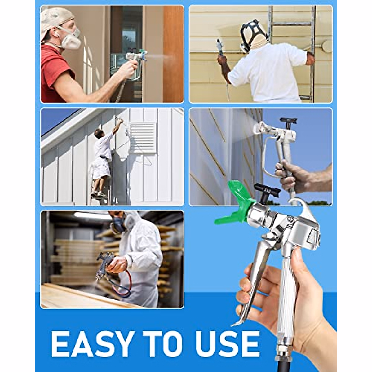 Spray Nozzle Spray tip Reversible Spray Tips Airless Paint Sprayer Nozzle Tips Airless Paint Spray Machine Parts for Homes Buildings Garden Decks Fences (5 Pieces - 211, 313, 415, 517, 623)