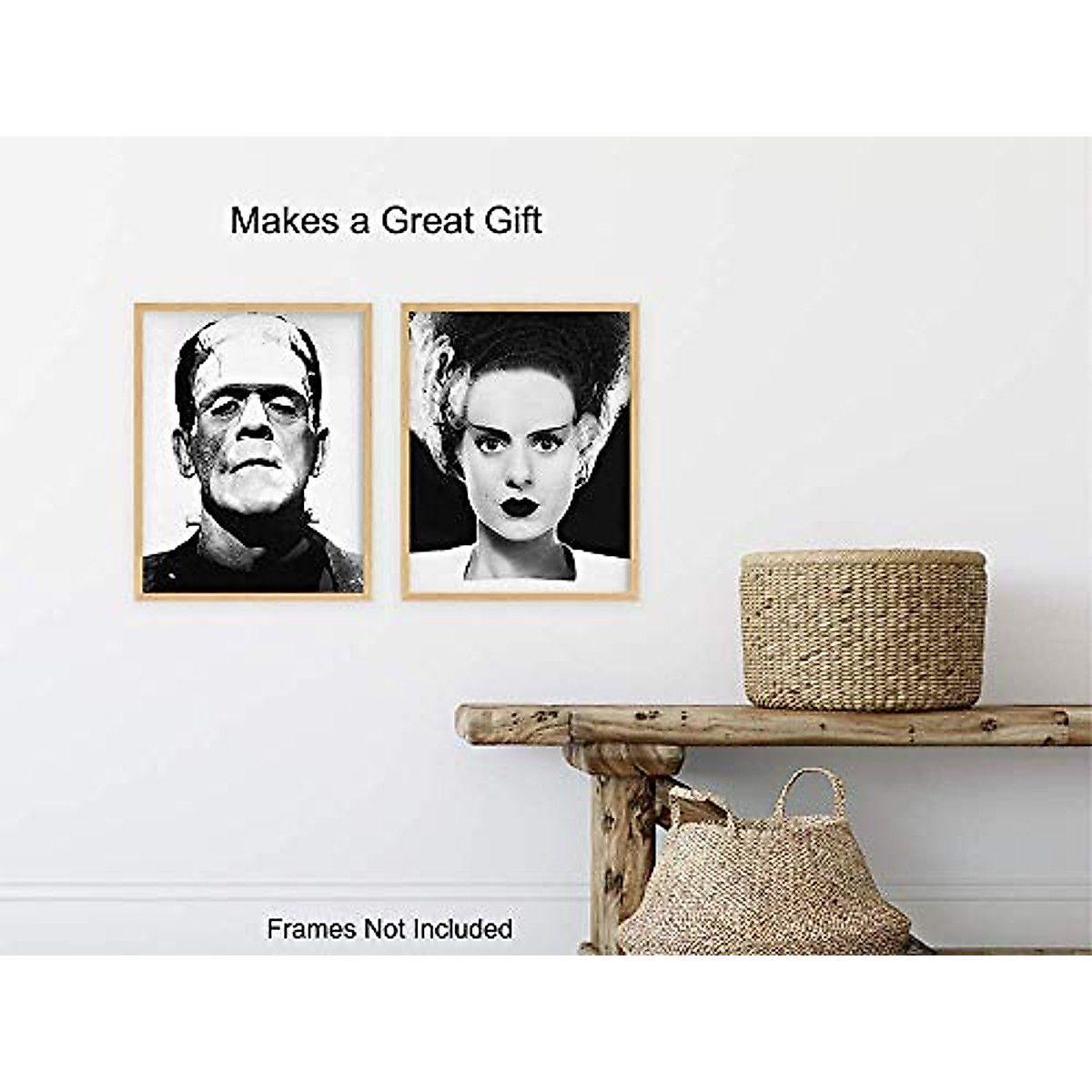 Frankenstein, Bride Poster Set - Gift for Vintage Hollywood Horror Monster Movie, Goth, Gothic Fan, Men, Teens, Kids Bedroom - 8x10 Funny Photo Photograph Wall Art Decor, Room Decorations Pictures