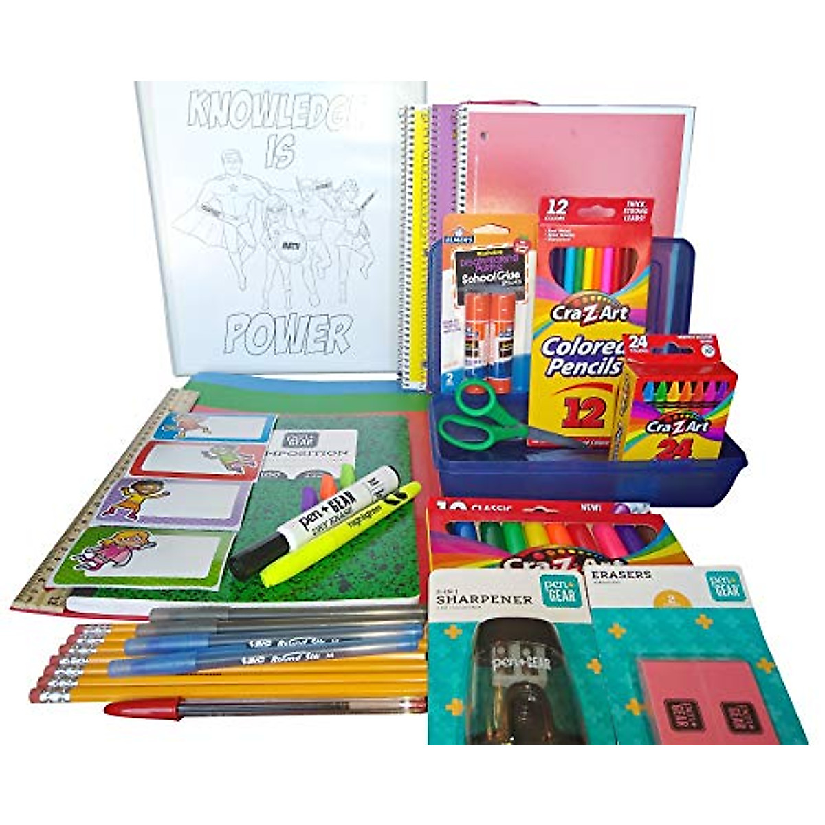 Welcome Back to School Essentials Supply Bundle Grades K-8 | Motivational Theme Coloring Inserts | 35+ Piece School Supplies Bulk For Girls and Boys Bundle