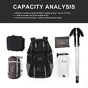 MOUNTAINTOP 40L Hiking Backpack with 3L Hydration Bladder for Women & Men Outdoor Travel Camping Day Pack with Rain Cover, 21.7 x 13 x 7.9 in,Black