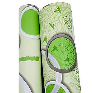 Yifasy 2 Pack Shelf Liners Green Tree Rings Self-Adhesive Drawer Shelving Paper Line Bed Headboard Bookcases 17.7 Inch Wide