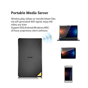 SSK 1TB Personal Cloud External Wireless Hard Drive Portable NAS Storage with WiFi Hotspot for Travel, Support Auto Backup Connect SD Card Reader Share Data for iPhone iPad Tablet Laptop