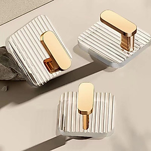 Generic Self Adhesive Gold Acrylic Hook Waterproof Heavy Duty Wall Bathroom Shower Kitchen RV Holder Hooks Self-Adhesive Non-Punching L Shape Wall Mounted Cabinet Hangers 4 Pack