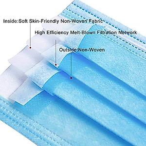 Kids Disposable Face Mask 3-Ply Protective Children Mouth Cover (50 Pack) Blue