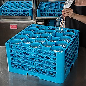 Carlisle FoodService Products RW20-314 OptiClean NeWave Polypropylene 20-Compartment Glass Rack with 4 Extenders, 19-3/4" Length x 19-3/4" Width x 10.30" Height, Blue (Case of 2)