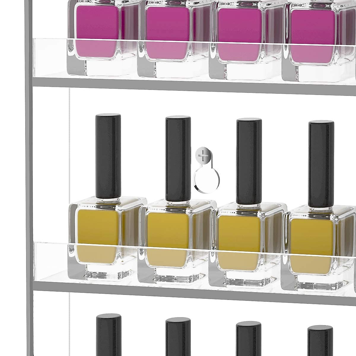 FEMELI 2 Pack Nail Polish Wall Racks 20 * 24 Inch Hold Up to 240 Bottles,Clear Acrylic Nail Polish Shelf Organizer Wall Mounted 6 Rows