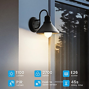 Aovpex Motion Sensor Light Bulbs Dusk to Dawn 13W Equivalent 100W 1100lm Movement Activated Security LED Light Bulb 2700K Warm White, Auto On Off for Porch Garage Basement Hallway Closet, 4 Pack