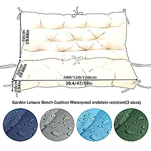 Bench Cushions Swing Cushions Replacement Seat Pad,2-3 Seater Waterproof Overstuffed Bench Cushion,Thicken 5"Outdoor Loveseat Cushions with Ties,for Porch Garden Furniture Patio Lounger/blue 40x40"