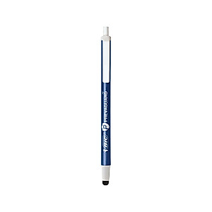 BIC PrevaGuard Clic Stic Ballpoint Pen & Stylus, With Built-in Protection To Suppress Bacteria Growth, Medium Point (1.0mm), Blue, 12-Count