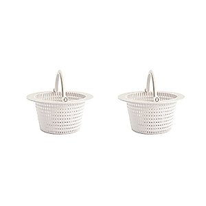 FibroPool Swimming Pool Skimmer Basket with Handle (2 Pack) Replacement Strainer for Leaves and Debris - Compatible with Above Ground Pools