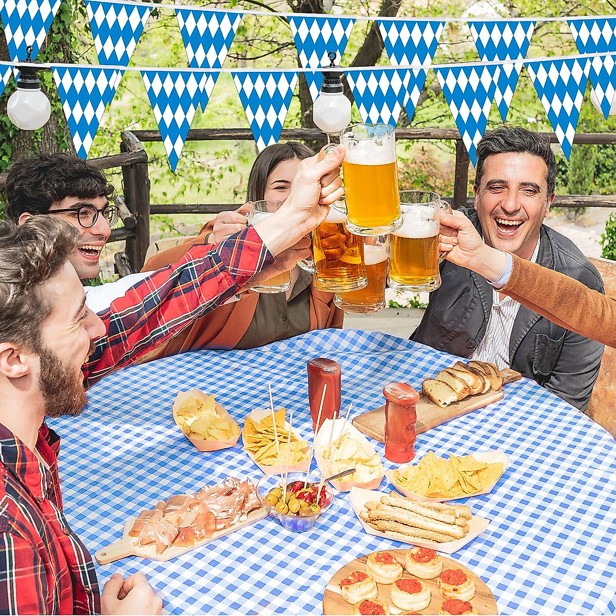 ZYP 236 Feet Oktoberfest Bavarian Check Flag, Large Oktoberfest Bavarian Pennant Banner for German Oktoberfest Themed Party Favors Decoration