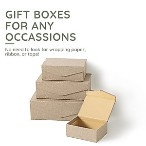 Soul & Lane Kraft Paper Decorative Gift Boxes with Lids and Magnetic Closure (Set of 4): Nesting Rectangle Flip Top Cartons, Stackning Empty Baskets for Gifts, Stylish Mache Packaging Containers