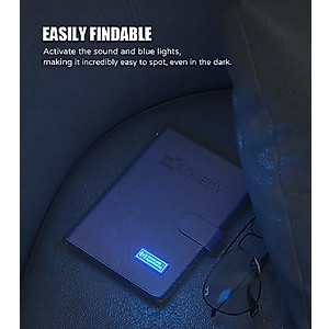 Coredy Passport Holder and Bluetooth Tracker Combo, Travel Must Haves Passport Cover Finder, Works with Apple Find My (iOS Only), RFID Blocking, Slim Travel Accessories Passport Wallet, Blue