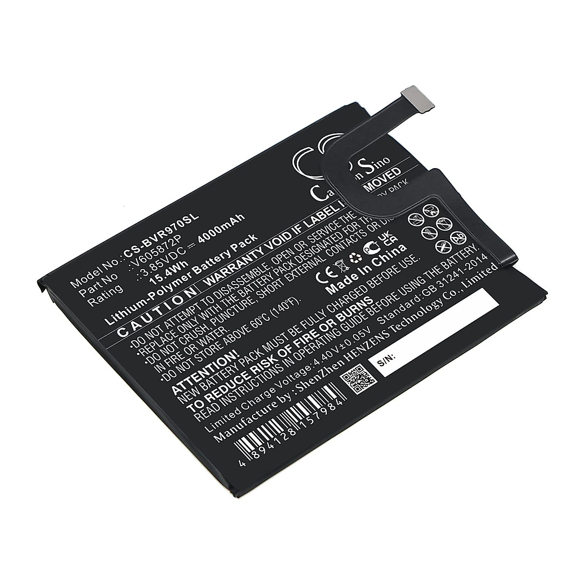 LIFH Replacement Battery for BV9700 fits V605872P Li-Polymer 4100mAh