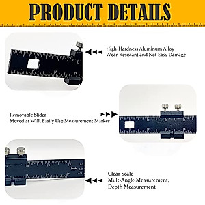 Woodworking Ruler, Precision Pocket Ruler Metal Slide Rule with Inch and Metric Indicators, Carpentry Tools Ruler, Aluminum Alloy Scribing Ruler for Woodworking DIY Measuring Tool (6 inch)