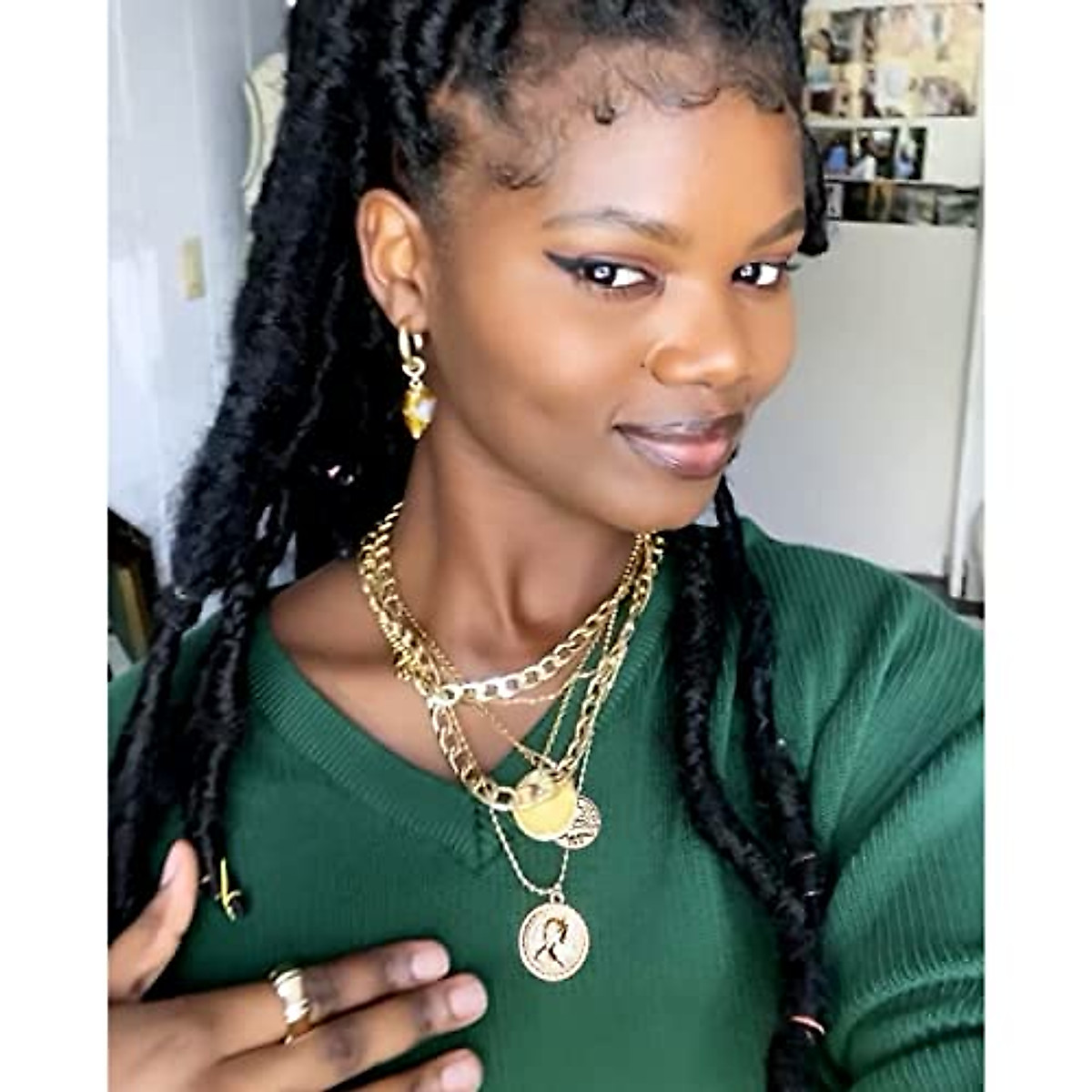 MJartoria Gold Layered Necklaces for Women Trendy Retro Coin Pendant Necklace Dainty Chunky Chain Choker Necklaces for Jewelry Birthday Gifts (Gold, A-Retro Coin-5 in 1 Layered)