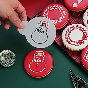 SurgeHai Round Cookie Cutter Set of 12, With 5 PCS Cookie Stencil for Decorating Christmas Cookie, Bonus 50 PCS Burger Patty Paper for Separating Burger Patty, Cookies