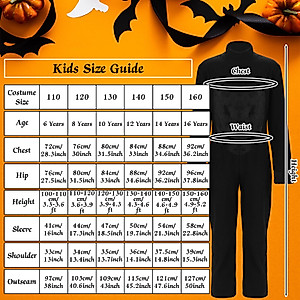 Ramede Halloween Cat Costume for 6-16 Years Girls Black Cat Costume with Gloves Headband Tail Stickers for Kids(Size 130)