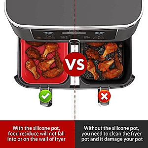 Air Fryer Silicone Liners-2Pcs Air Fryer Silicone Pot Reusable Silicone Air Fryer Liners Food Safe Non Stick Air Fryer Basket Accessories Replacement Baking Tray for Ninja Dual Dz201 Dualzone