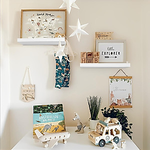 COMAX Kids Floating Book Shelves for Wall Nursery, Hanging Book Shelf Wall Mount Bookshelf Organizer for Kids Room Toddler Baby Bedroom, Small White Floating Shelves Kids Bookshelf Reading Nook