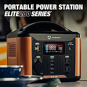 Southwire Elite 200 Series, 222Wh Backup Lithium Battery, 120V/200W Pure Sine Wave AC Outlet, Solar Generator (Solar Panel Not Included) for Camping, Travel, RV, Outdoors and more